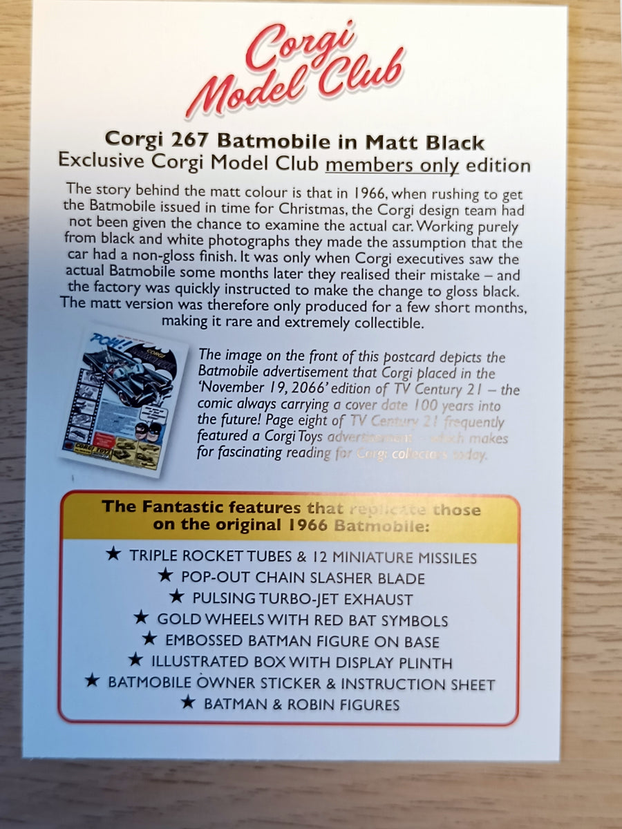 R267 Batmobile *matt black* Club edition – Corgi Toys